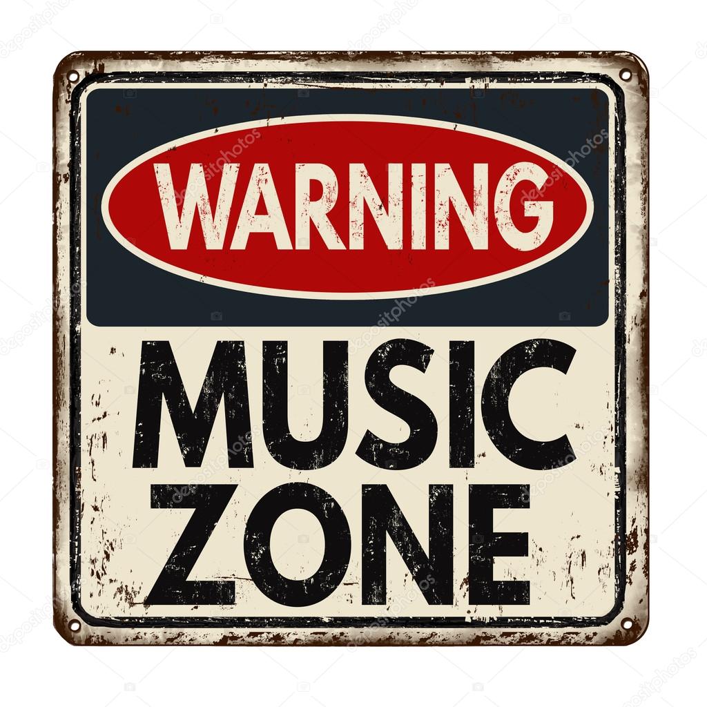 Warning music zone vintage metal sign Stock Vector Image by ...