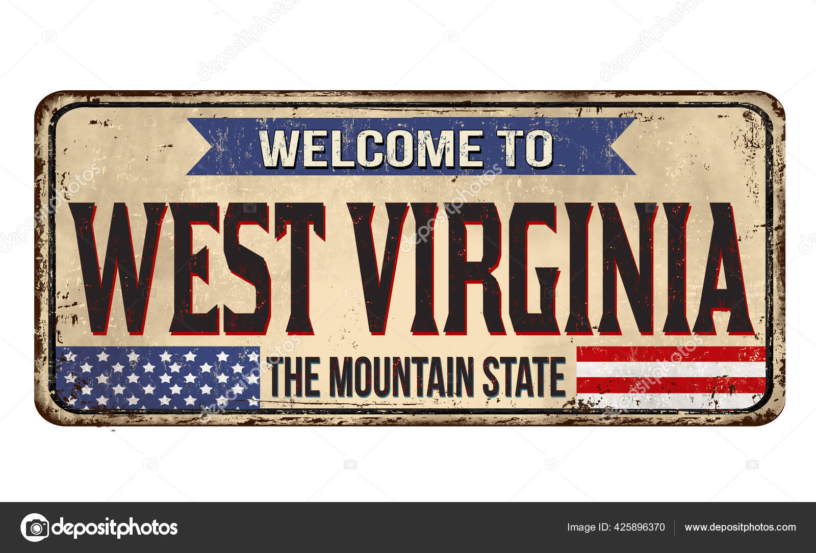West Virginia Vintage Rusty Metal Sign White Background Vector ...