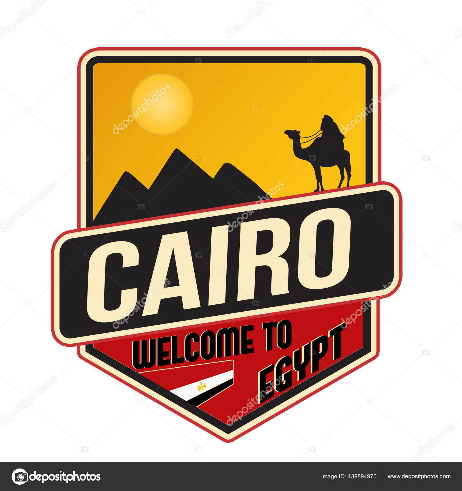 Cairo Travel Sticker White Background Vector Illustration Stock Vector ...