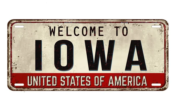 Greetings Iowa City Vintage Rusty Metal Sign White Background Vector ...