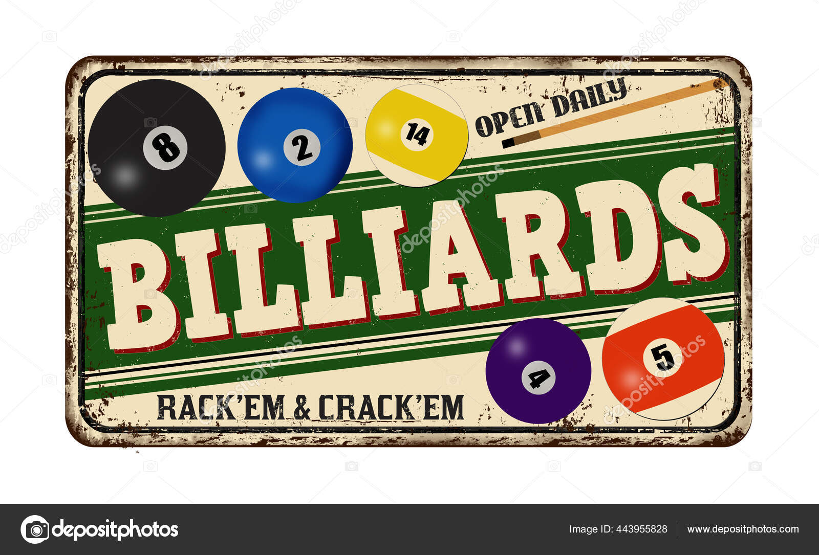 Billiards Vintage Rusty Metal Sign White Background Vector Illustration ...