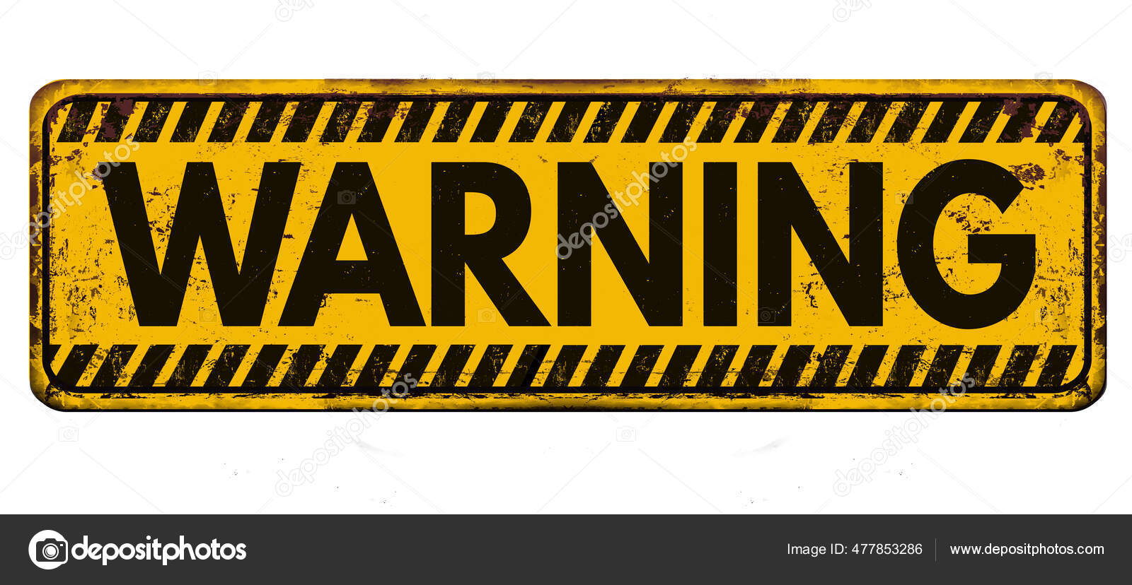Warning Vintage Rusty Metal Sign White Background Vector Illustration ...