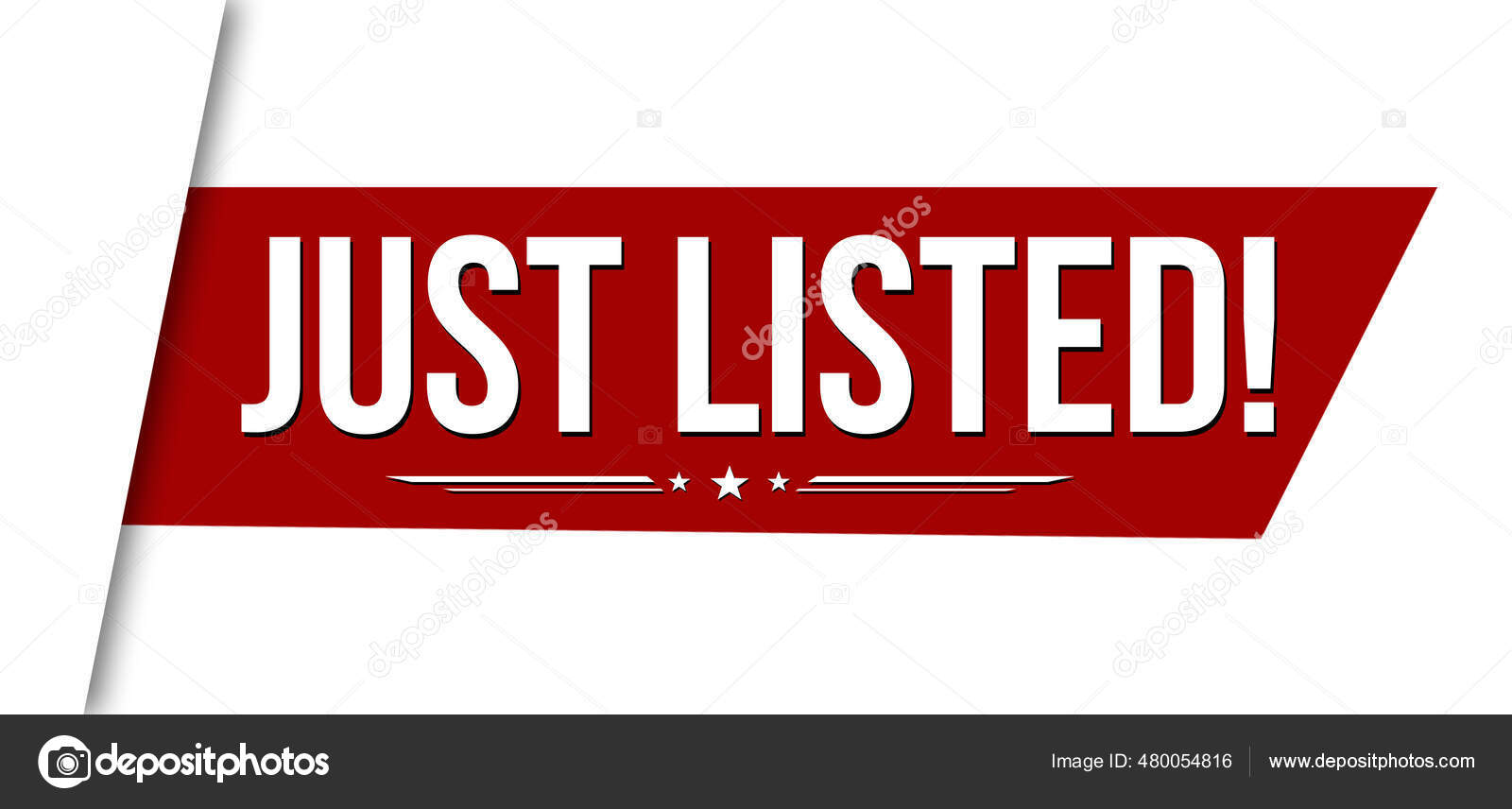 Just Listed Banner Design White Background Vector Illustration Stock ...