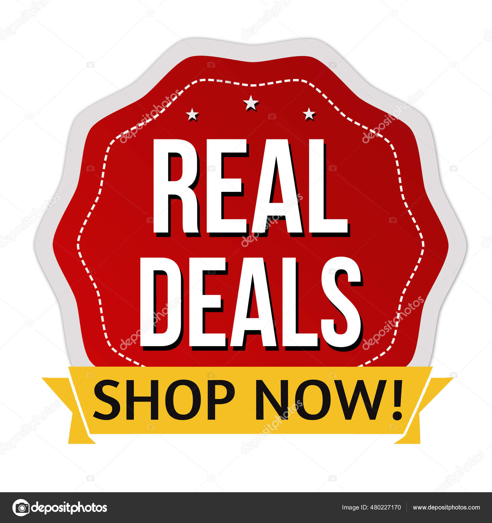 Real Deals Label Sticker White Background Vector Illustration Stock ...