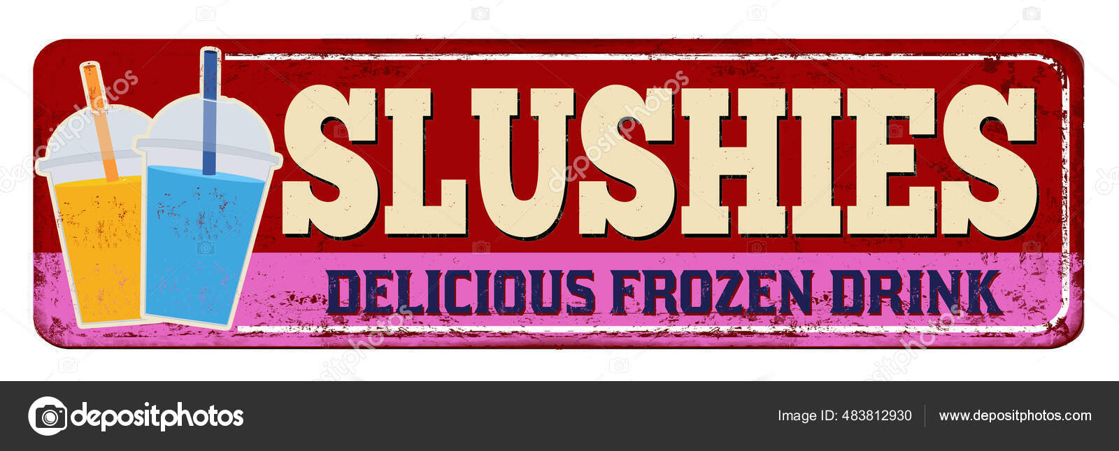 Slushies Vintage Rusty Metal Sign White Background Vector Illustration ...