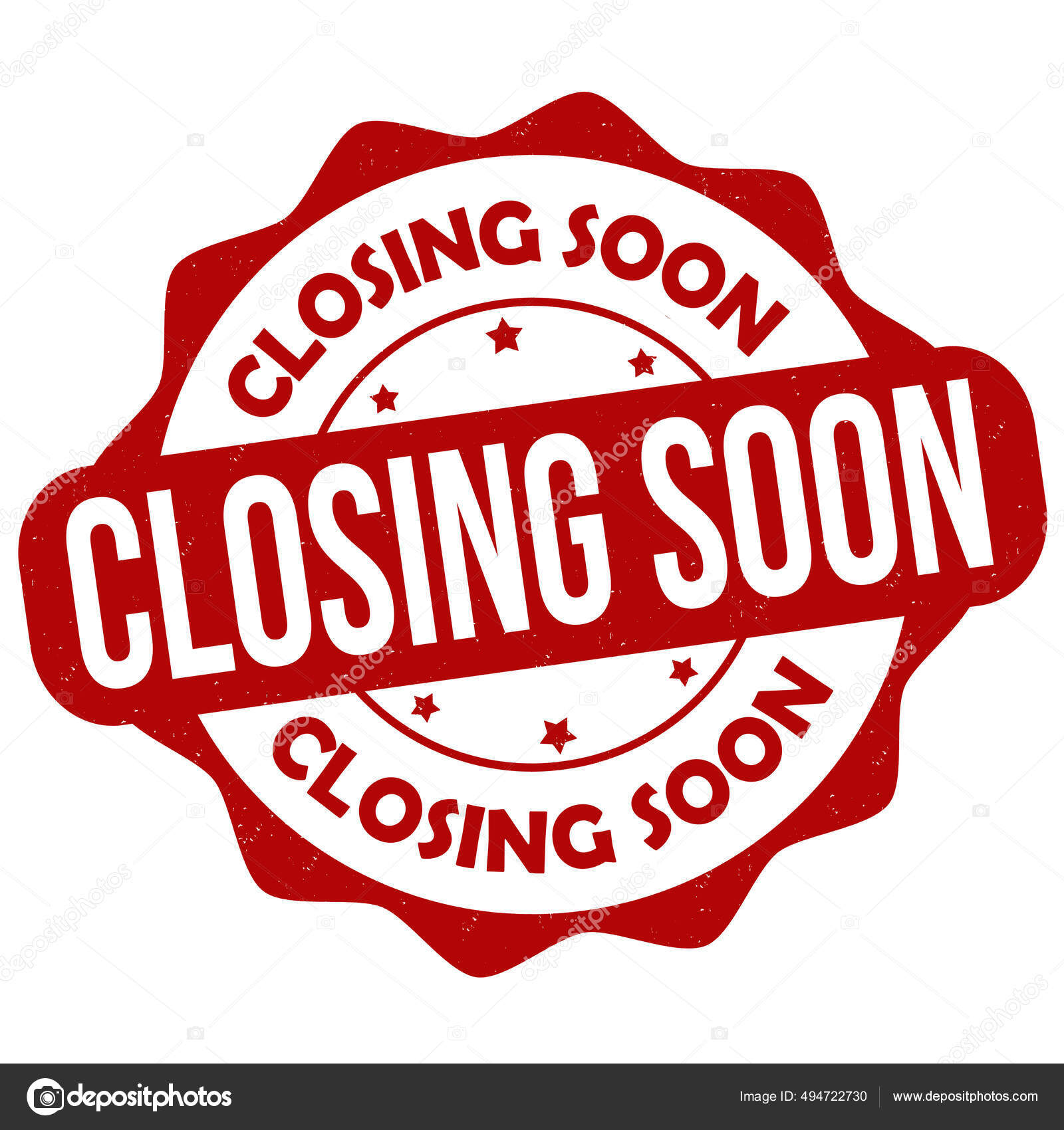 Closing Soon Label Stamp White Background Vector Illustration Stock ...