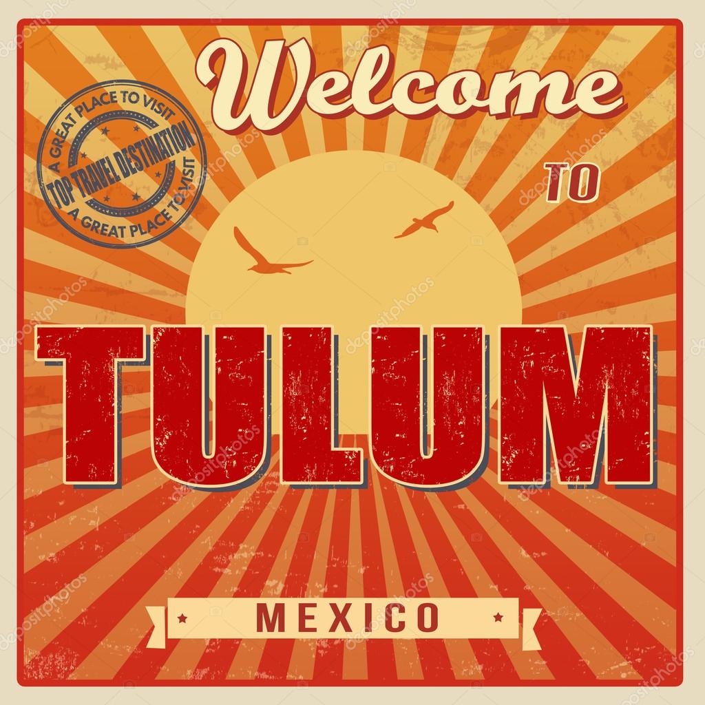 Tulum, Mexico vintage poster Stock Vector by ©roxanabalint 65589619