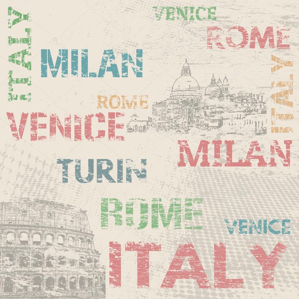 Typographic poster design with Italy Stock Vector Image by ...