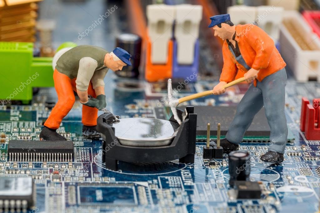 Computer board and construction workers — Stock Photo © ginasanders ...