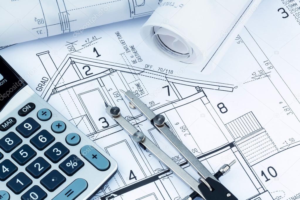 House plan with calculator Stock Photo by ©ginasanders 58652857