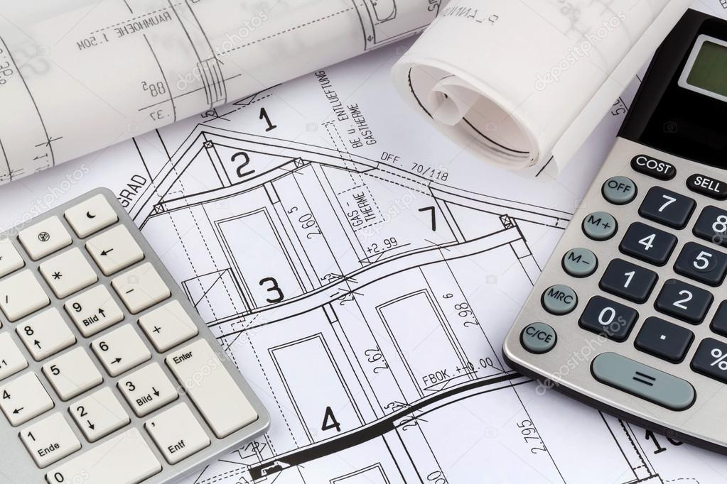 House plan with calculator Stock Photo by ©ginasanders 61470903