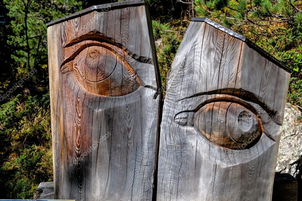 Carved eye tree trunk — Stock Photo © ginasanders #62083037