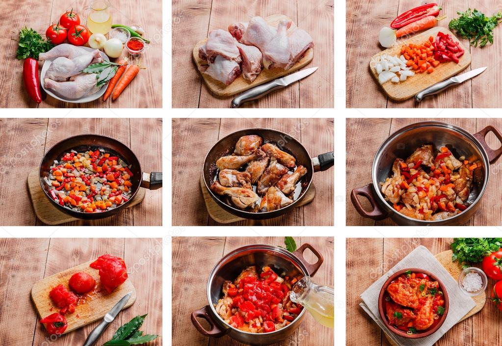 Cooking recipe step by step, chicken in tomato sauce chakhokhbili Stock ...