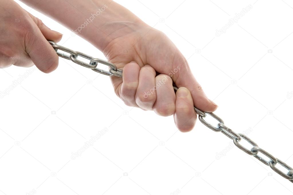 Hands pulling on a chain Stock Photo by ©jayfish 112510418