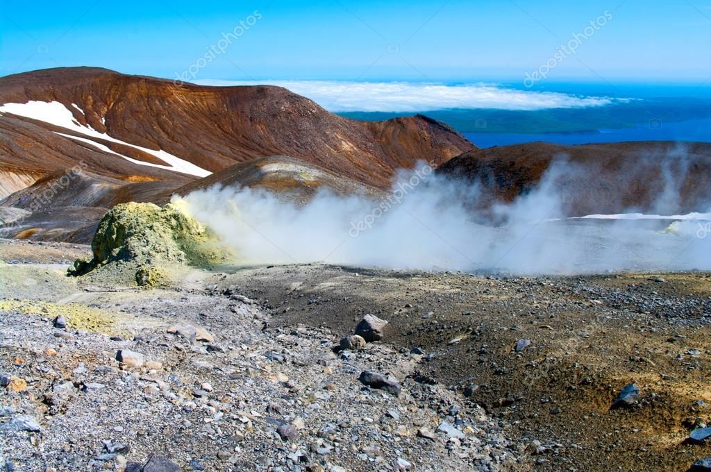 Ebeko Volcano on Paramushir Island Stock Photo by ©Byelikova 72158619