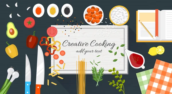 Flat design food and cooking banner — Stock Vector © Ciripasca #80468698