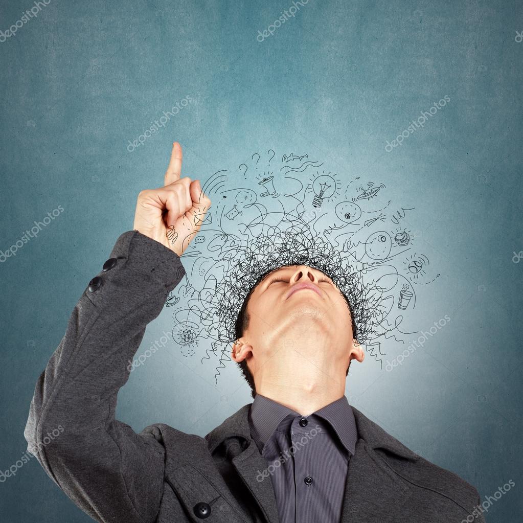 Thinking man with signs Stock Photo by ©leedsn 120843008