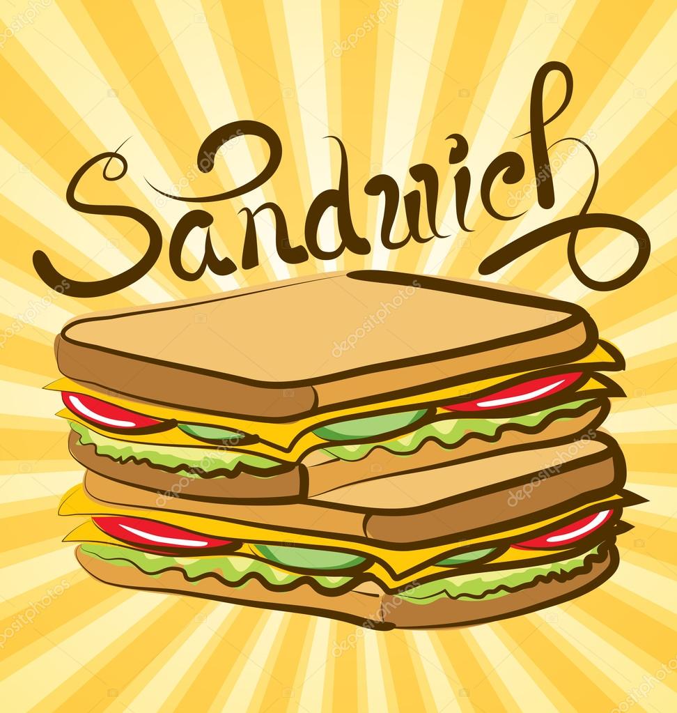 Tasty sandwich with calligraphic inscription Stock Vector Image by ...