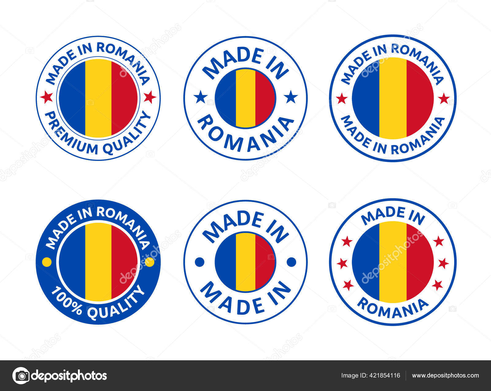 Made in Romania labels set, product emblem of Romania Stock Vector ...