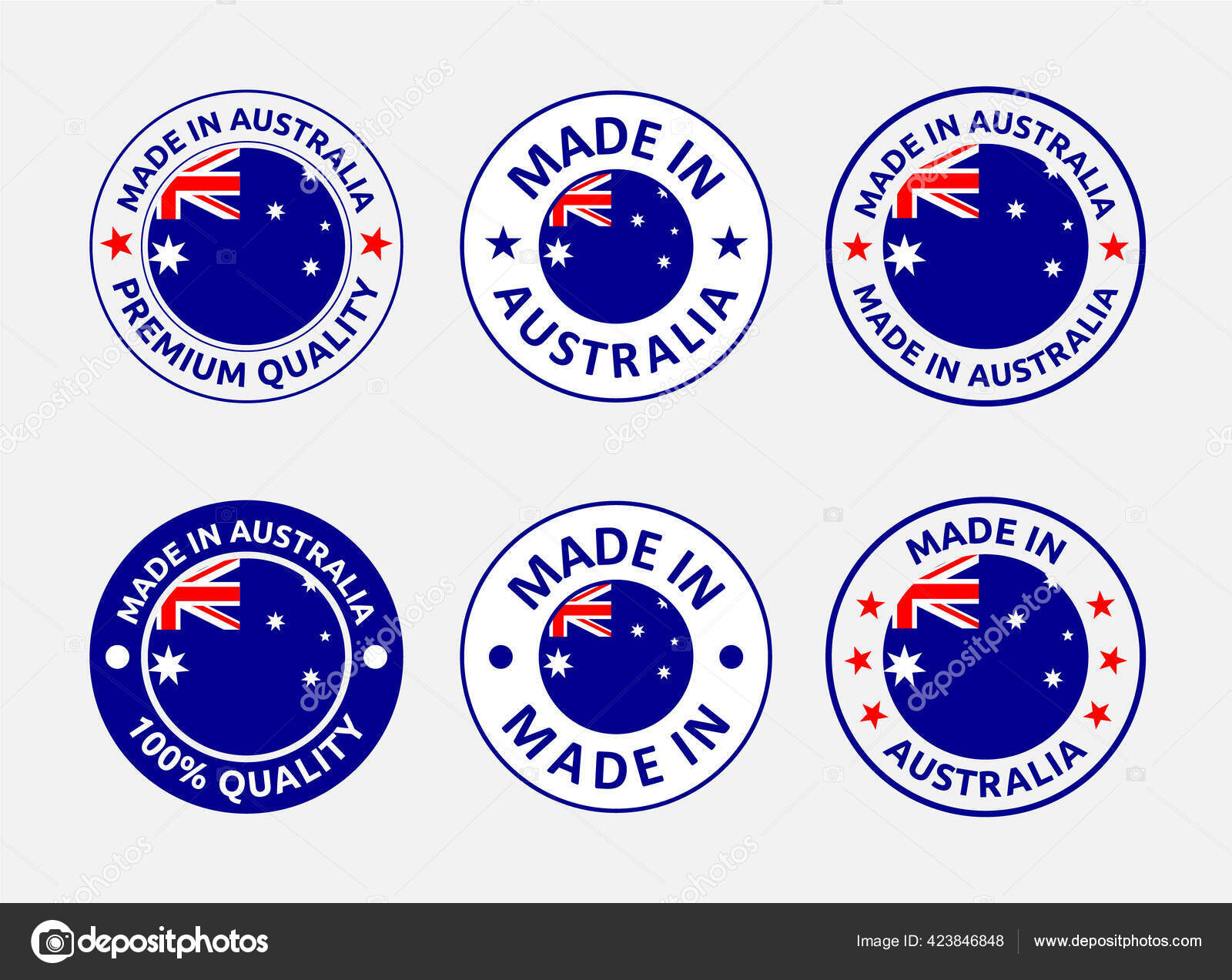 Made in Australia labels set, made in Commonwealth of Australia product ...