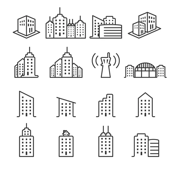 Thin line building icon set 2, vector eps10 — Stock Vector © rungrote ...