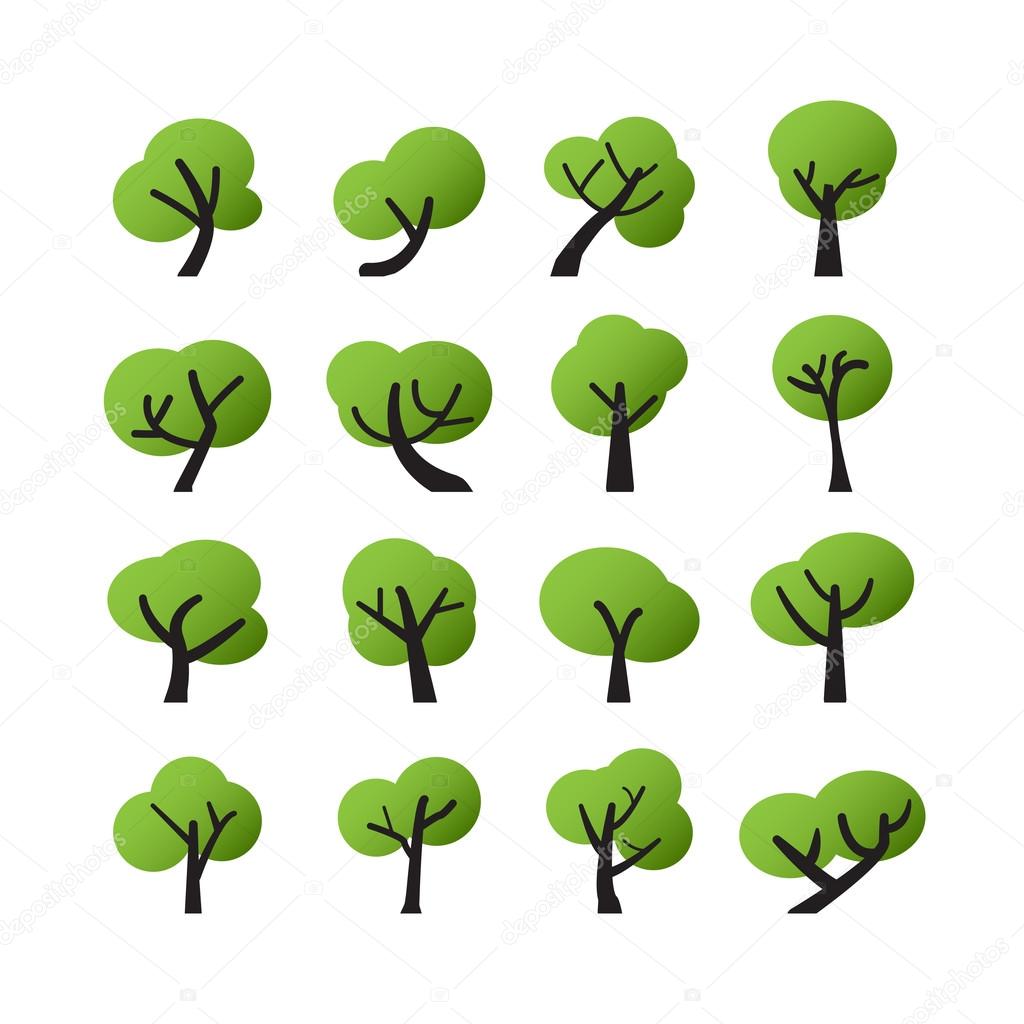 Tree icon set, vector eps10 Stock Vector by ©rungrote 61979879