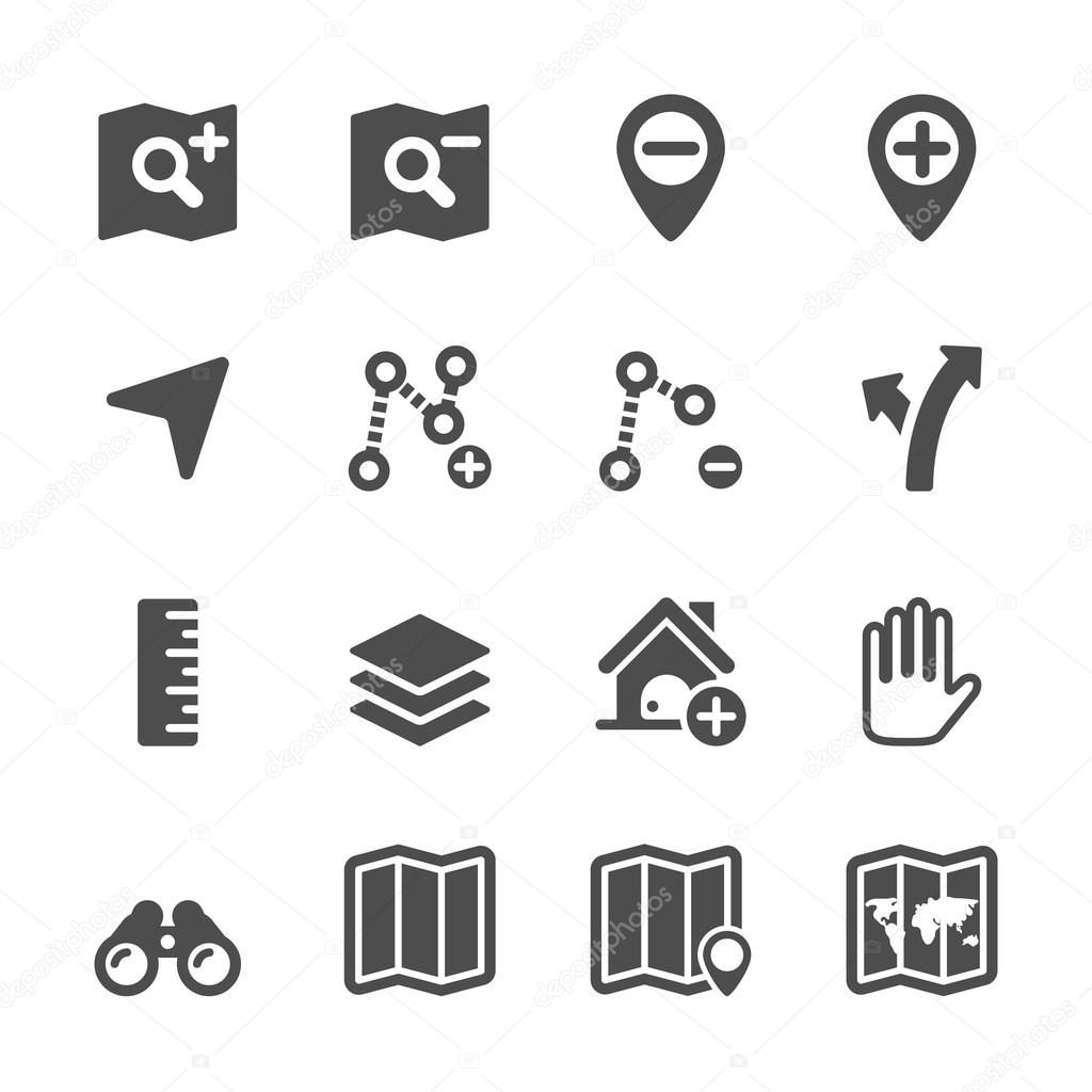 Conjunto de iconos de edición de mapas, vector eps10 Vector de stock ...
