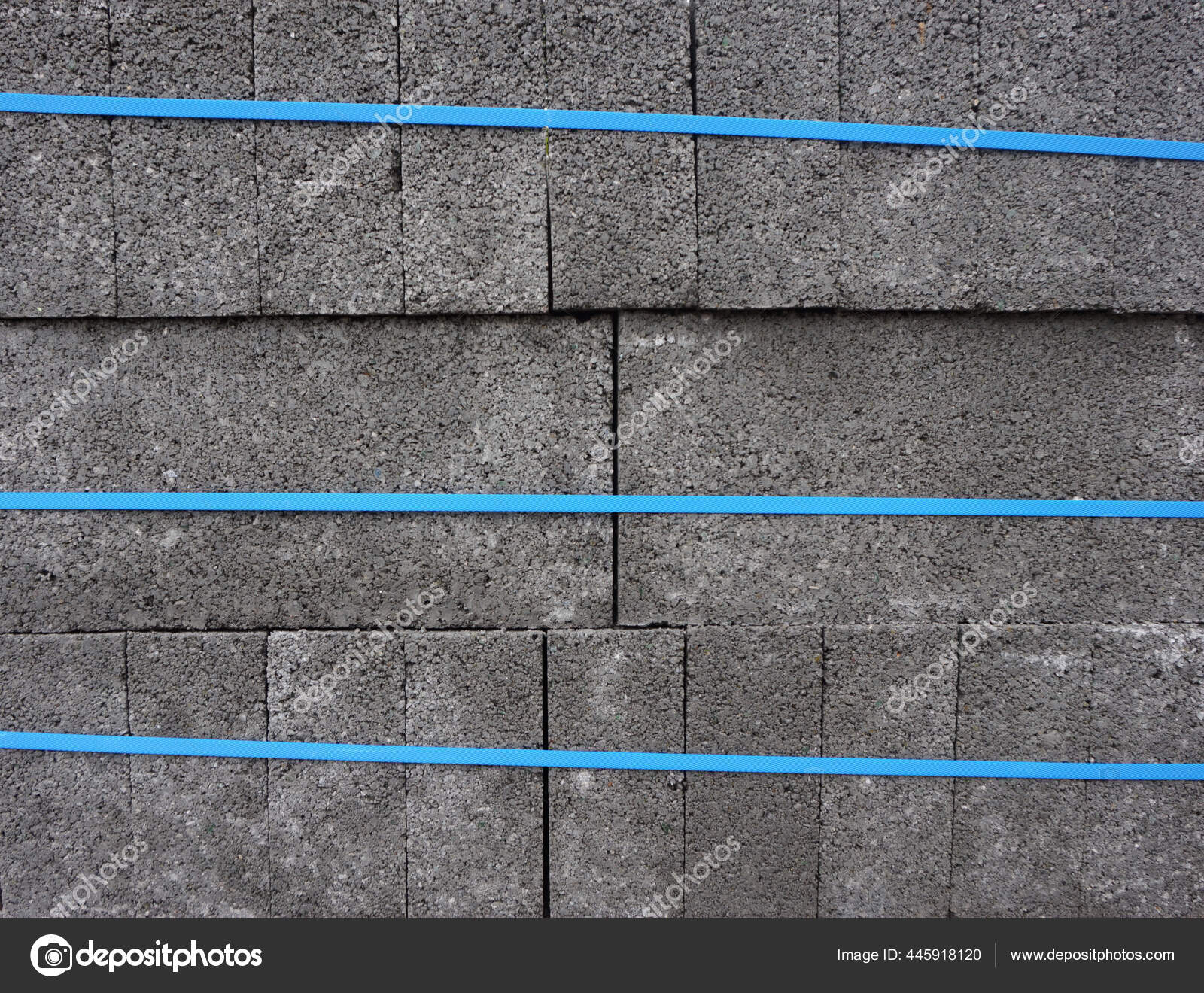 Correas Bandas Azules Que Mantienen Unidos Los Bloques Hormigón Bloques ...