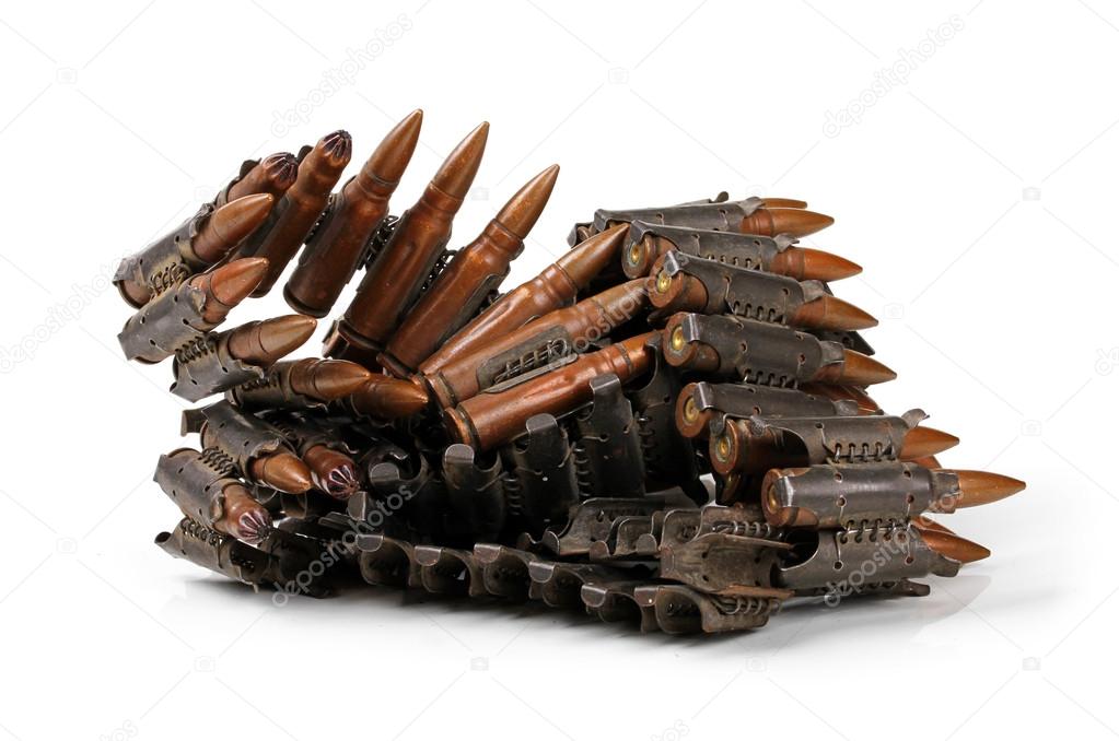 Chain of ammo isolated on white background — Stock Photo © ronstik ...