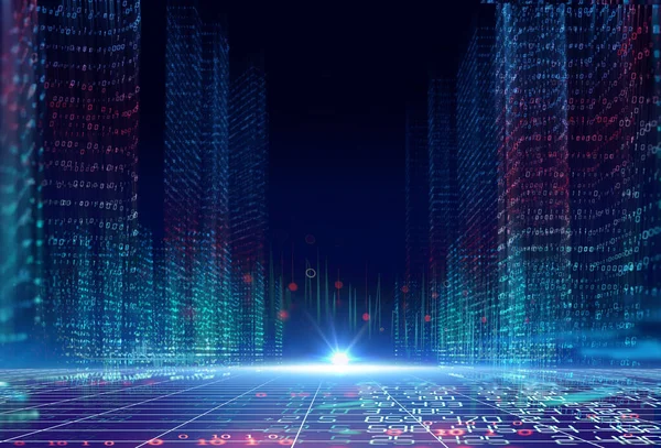 digital city scape with digit number elements illustration ,concept of ...