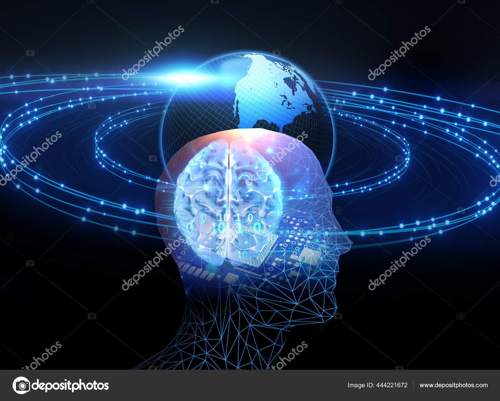 Double Exposure Image Virtual Human 3Dillustration Business Learning ...