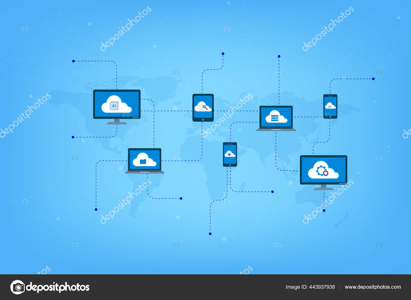 Cloud Computing Technology Digital Device Vector Illustration Stock ...