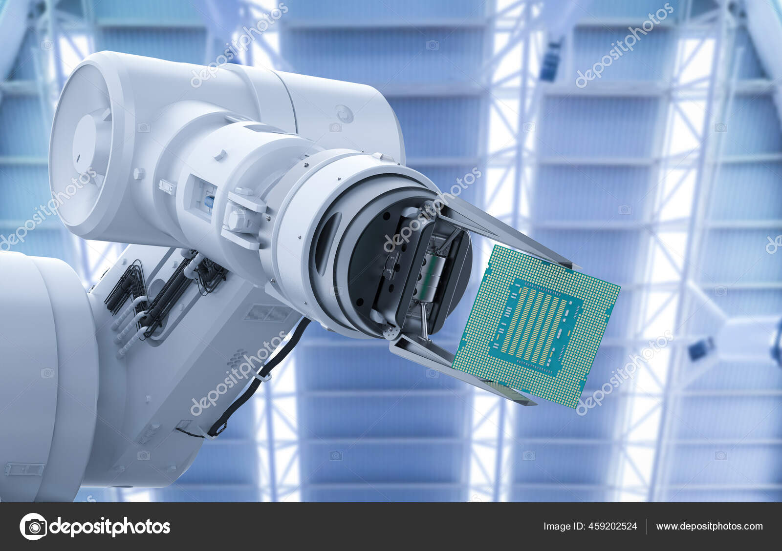 Rendering Robotic Arm Chipset Semiconductor Manufacturing — Stock Photo ...
