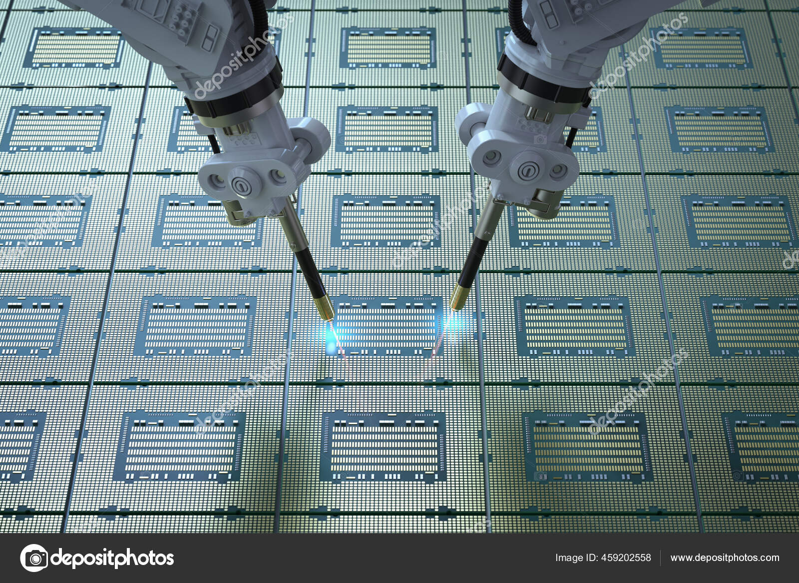 Rendering Robotic Arms Chipset Semiconductor Manufacturing — Stock ...