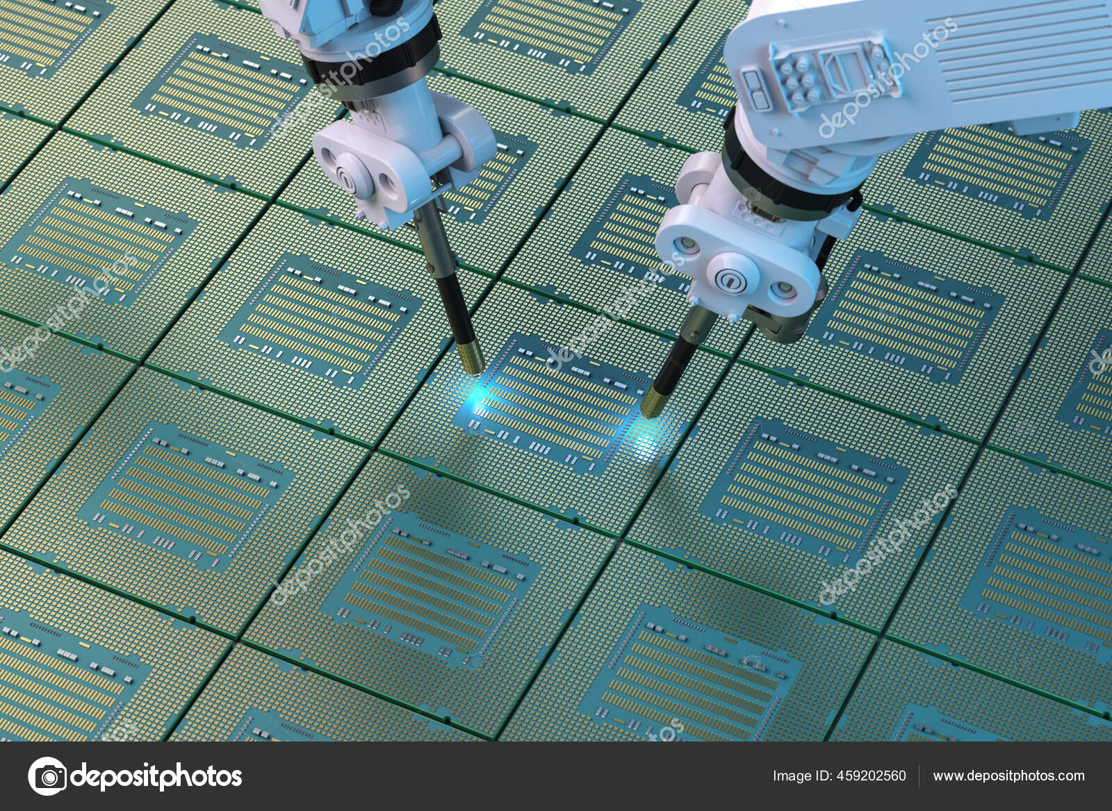 Rendering Robotic Arms Chipset Semiconductor Manufacturing — Stock ...