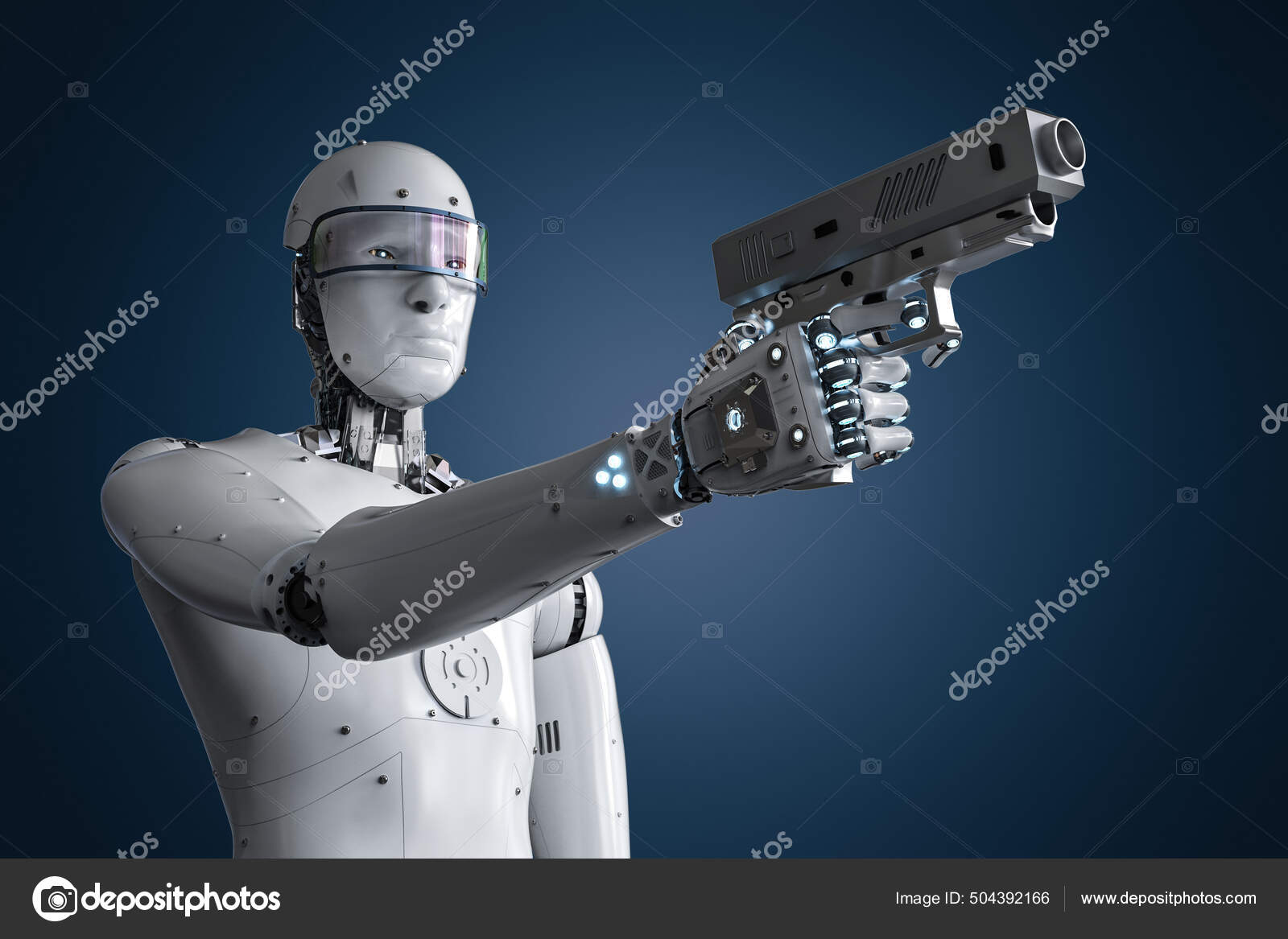 Rendering Robot Cyborg Hold Gun — Stock Photo © phonlamai #504392166