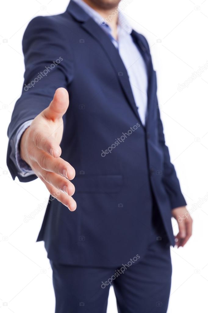 Businessman giving his hand — Stock Photo © cristovao #63708075