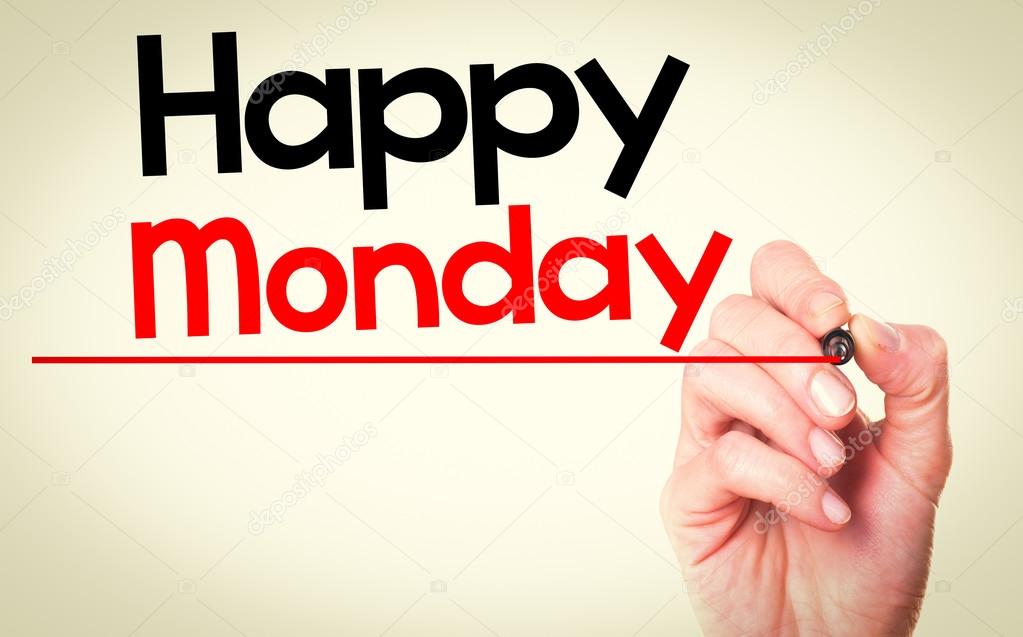 Hand writing happy monday with marker — Stock Photo © roobcio #116932174