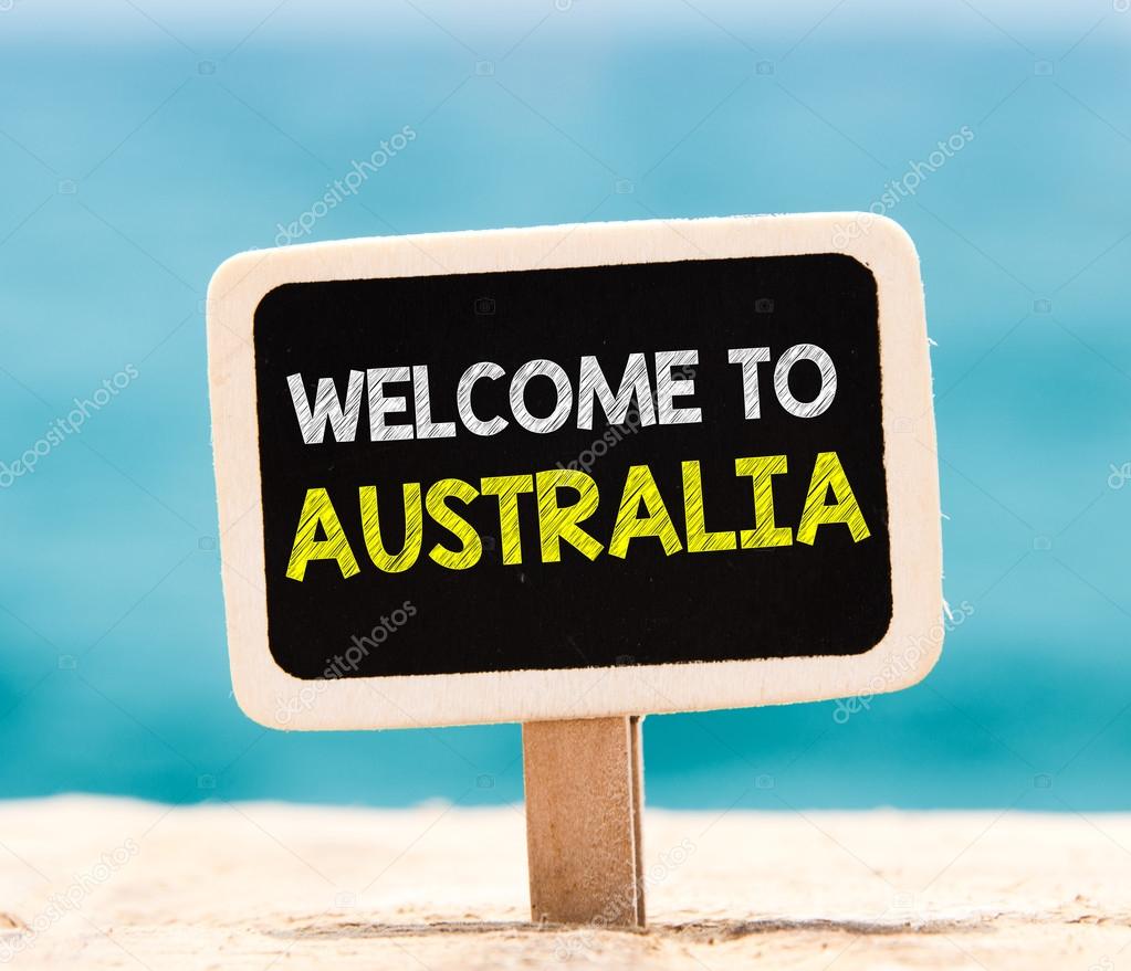 Welcome to Australia on chalkboard — Stock Photo © roobcio #72737151