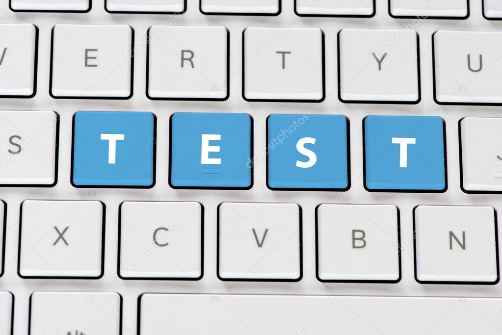 Computer keyboard with test — Stock Photo © roobcio #89344376