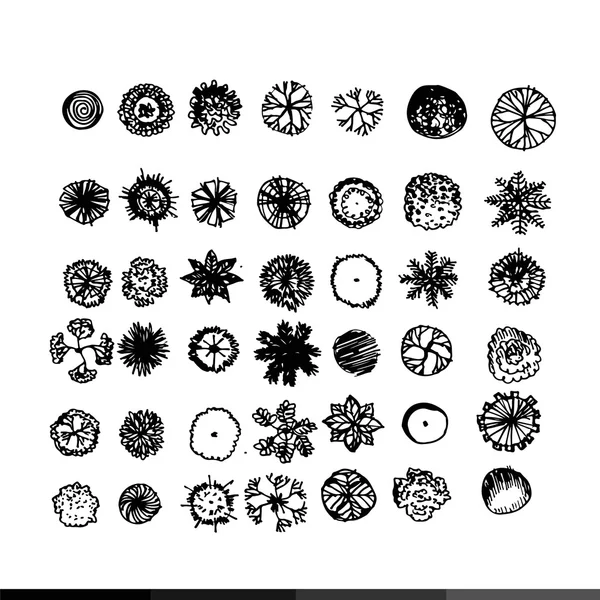 A set of treetop symbols, for architectural or landscape design — Stock ...