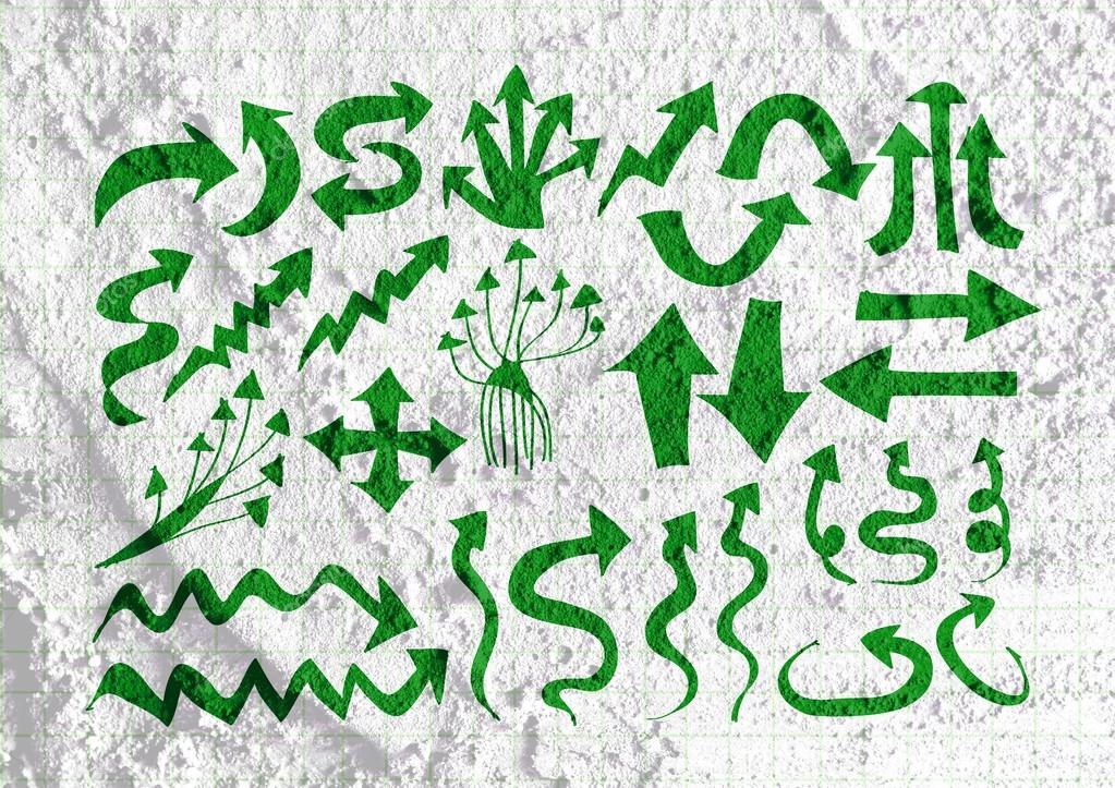 Arrow and Hand drawn sketch arrows collection on wall texture ba ...