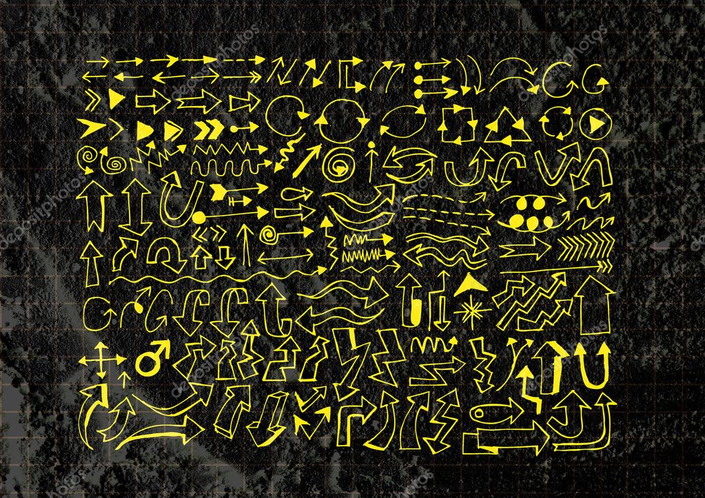 Arrow and Hand drawn sketch arrows collection on wall texture ba ...