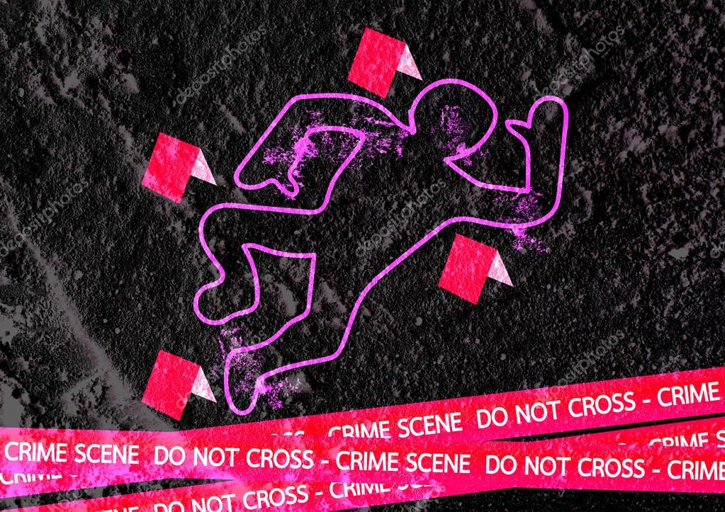 Crime scene danger tapes illustration on wall texture background ...