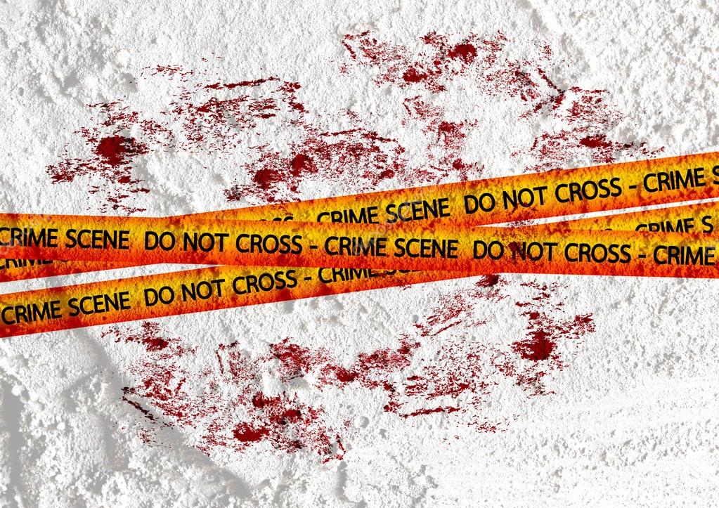 Crime scene danger tapes illustration on wall texture background ...