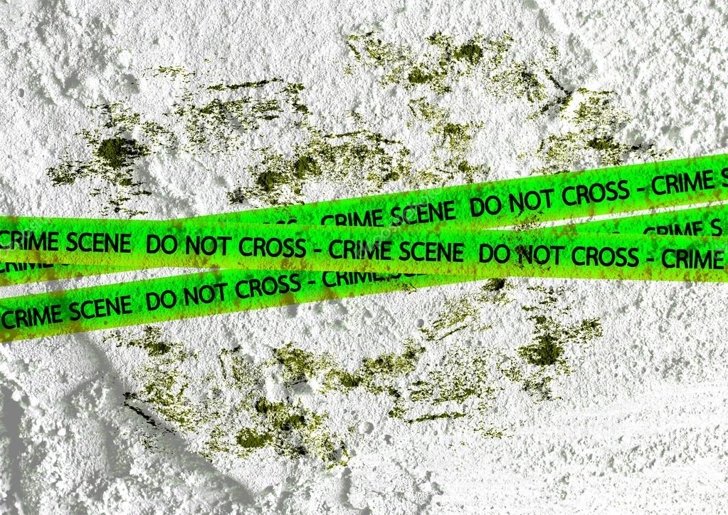 Crime scene danger tapes illustration on wall texture background ...