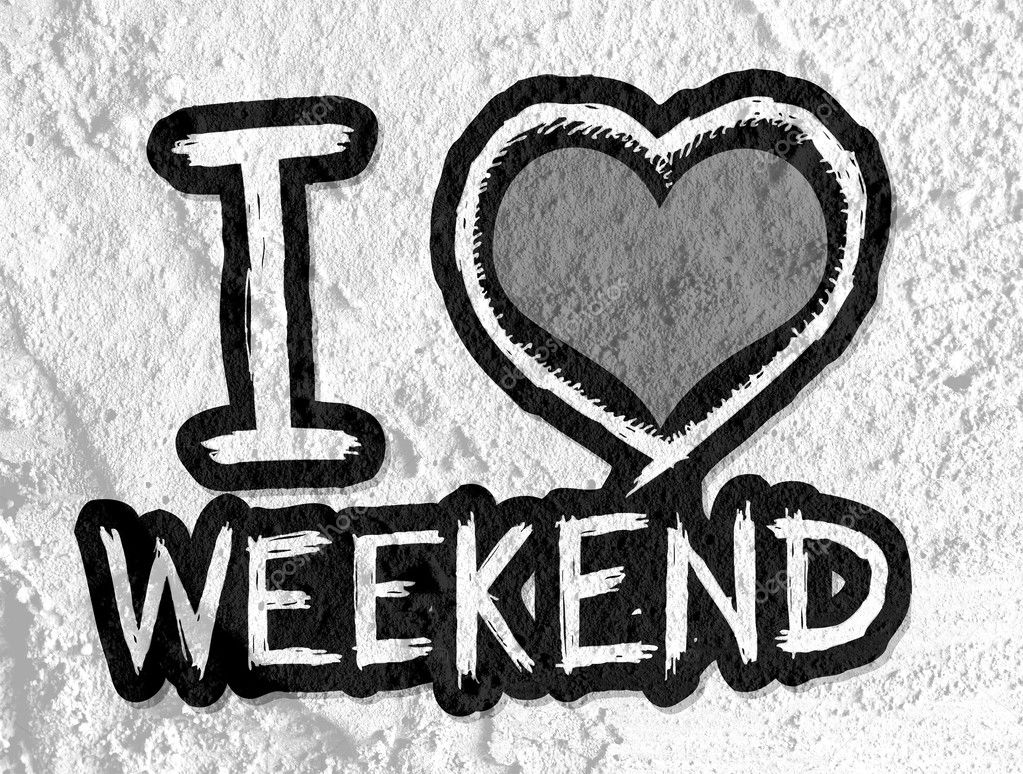 I love weekend on Cement wall Background texture — Stock Photo © porjai ...