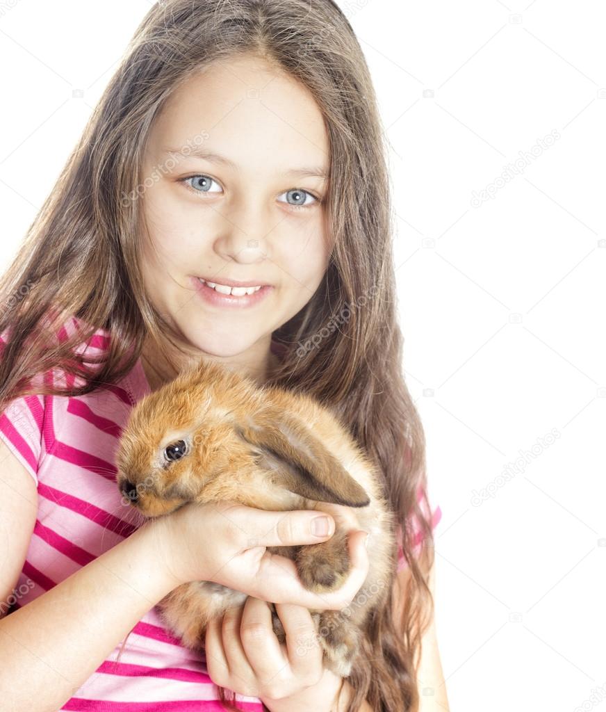 Girl and rabbit Stock Photo by ©gurinaleksandr 111011020