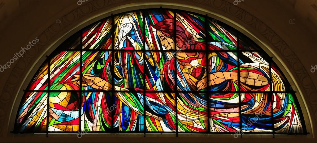 Stained Glass - Immaculate Heart of Mary in Fatima — Stock Editorial ...