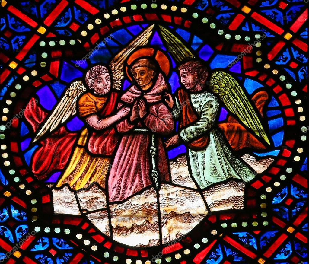 Stained Glass of a Catholic Saint and Angels in Cathedral of Leo ...